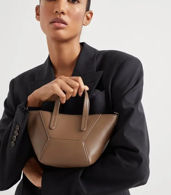 Brunello Cucinelli Mini Calfskin Bc Duo Tote Bag - Brown