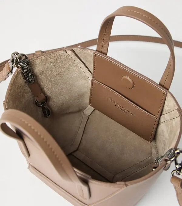 Brunello Cucinelli Mini Calfskin Bc Duo Tote Bag - Brown