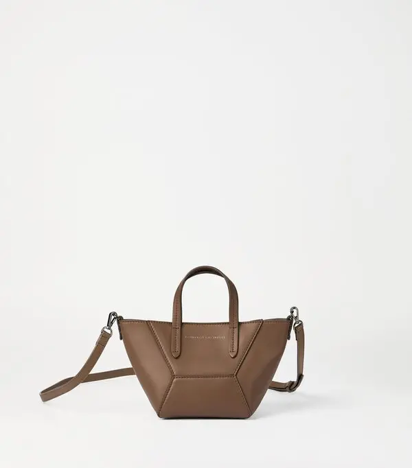 Brunello Cucinelli Mini Calfskin Bc Duo Tote Bag - Brown