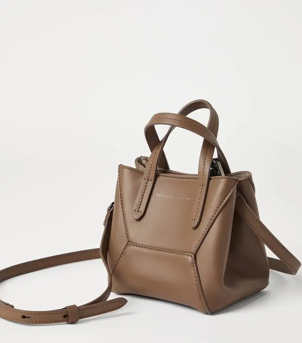 Brunello Cucinelli Mini Calfskin Bc Duo Tote Bag - Brown