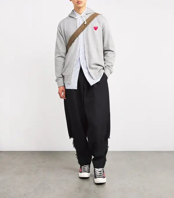 Play Comme Des Garcon Zip-up Heart Hoodie - Grey