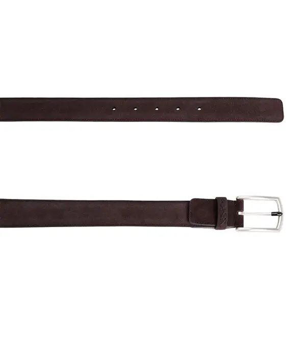 Zegna Suede Triple Stitch Belt - Brown