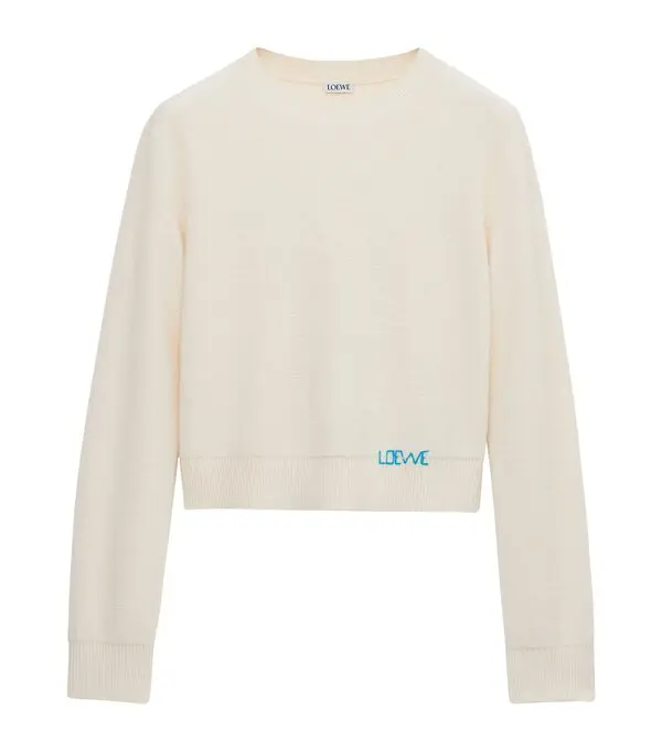 Loewe Wool-blend Embroidered Sweater - Beige