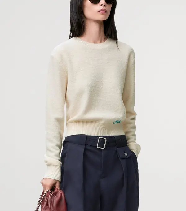 Loewe Wool-blend Embroidered Sweater - Beige