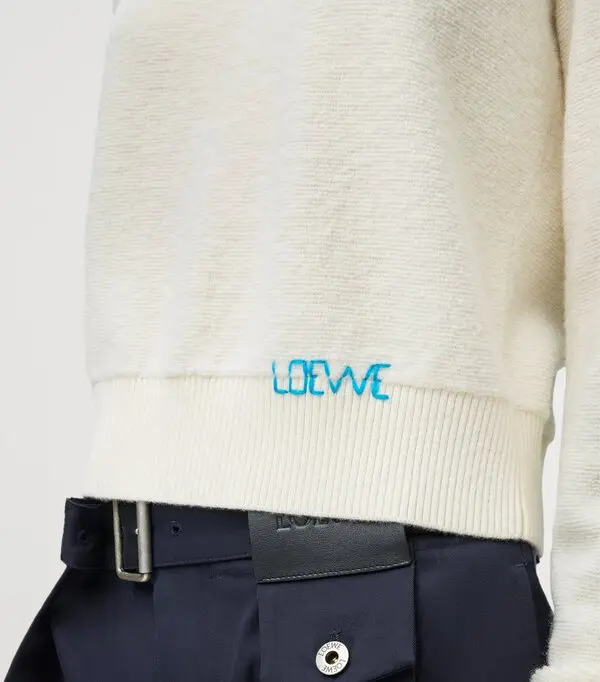 Loewe Wool-blend Embroidered Sweater - Beige