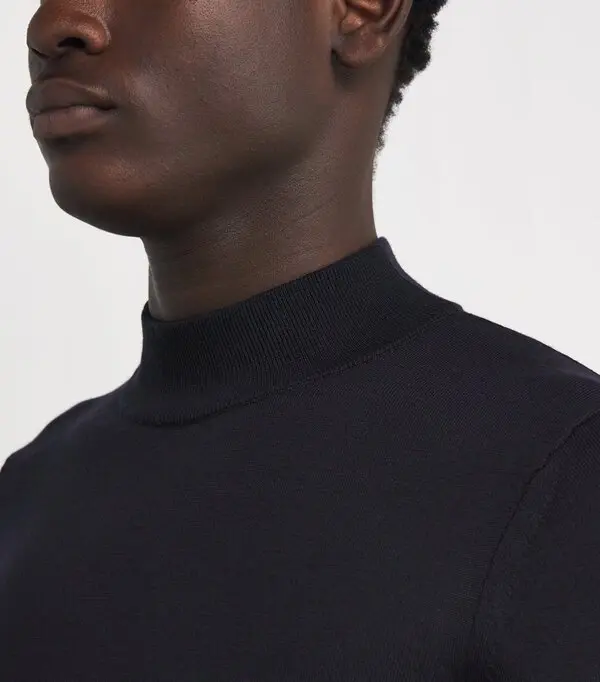Sandro Wool High-neck Sweater - Blue