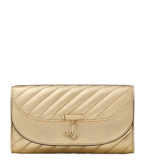 JIMMY CHOO Leather Curve Chain Wallet - Gold