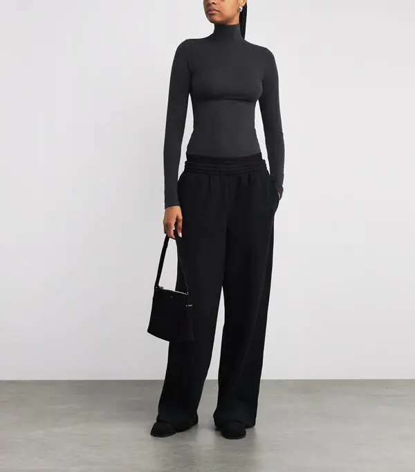 SKIMS Stretch-cotton Jersey Rollneck Top - Black