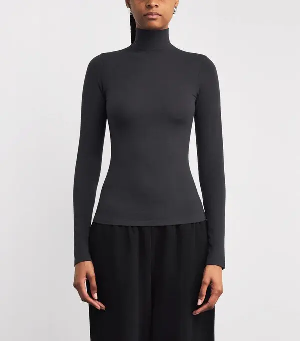 SKIMS Stretch-cotton Jersey Rollneck Top - Black