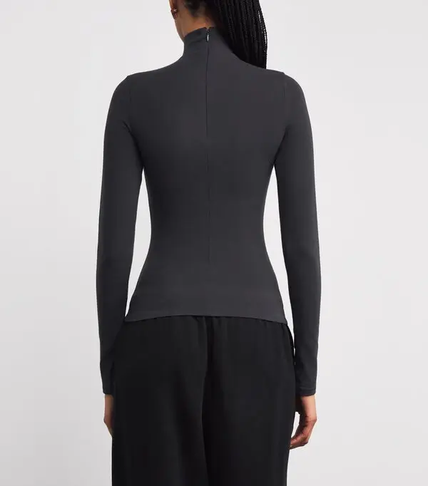 SKIMS Stretch-cotton Jersey Rollneck Top - Black