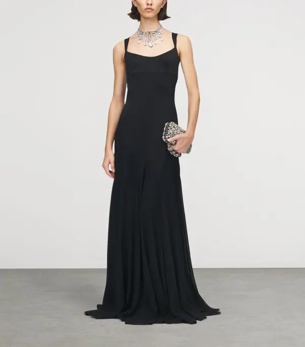 Alexander McQueen Satin Maxi Dress - Black