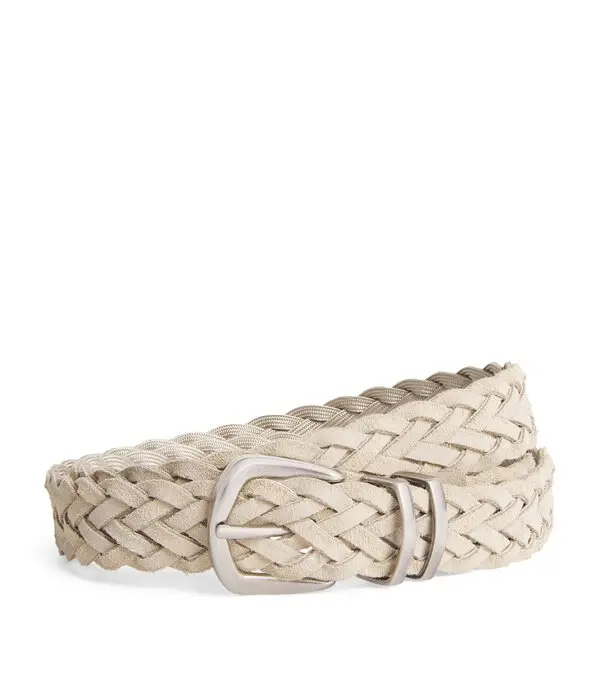Eleventy Braided Suede Belt - Beige