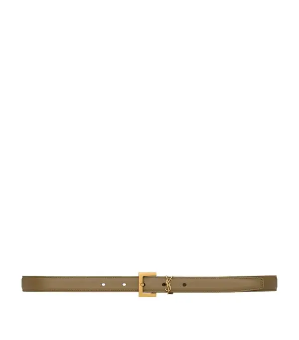 Saint Laurent Leather Belt With Monogram - Green