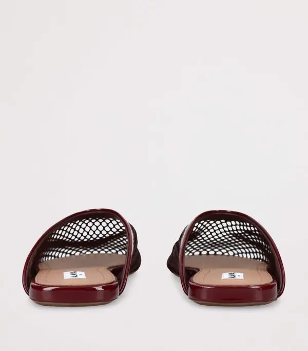 Alaïa Flat Fishnet Mules - Burgundy
