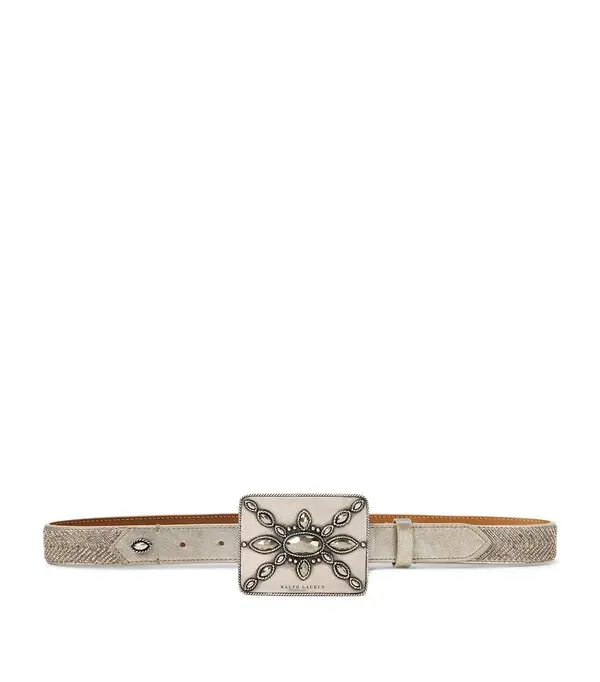 Ralph Lauren Embellished Skinny Belt - Silver