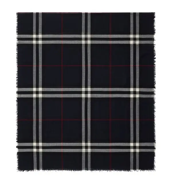 Burberry Wool Wide Check Scarf - Blue