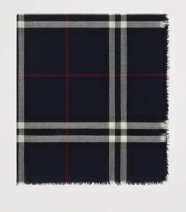 Burberry Wool Wide Check Scarf - Blue