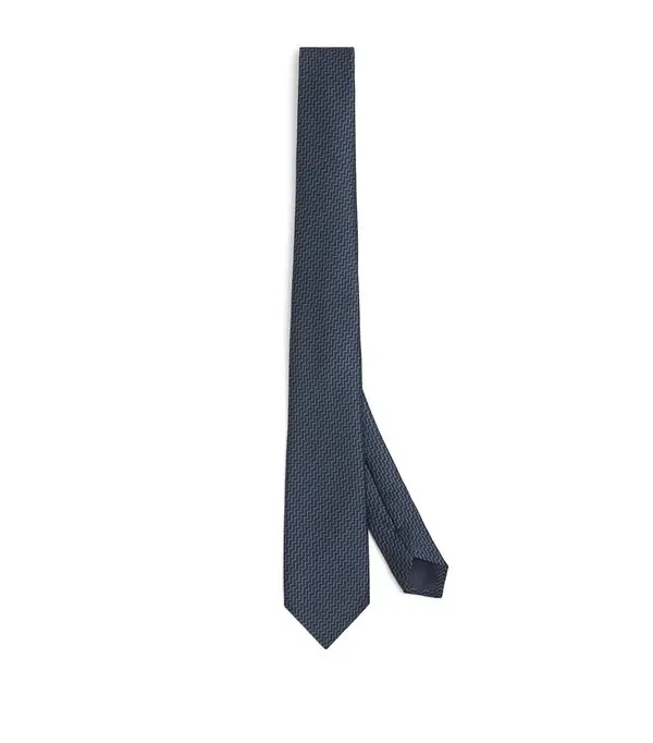Giorgio Armani Silk Chevron Tie - Blue