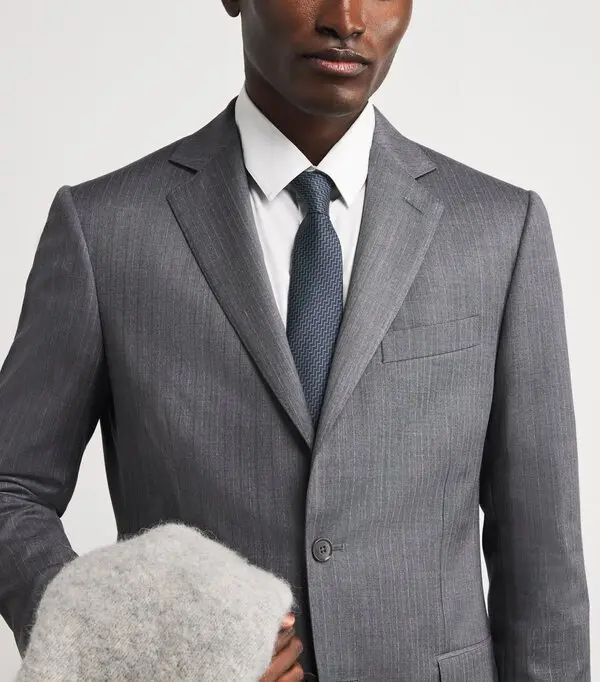 Giorgio Armani Silk Chevron Tie - Blue