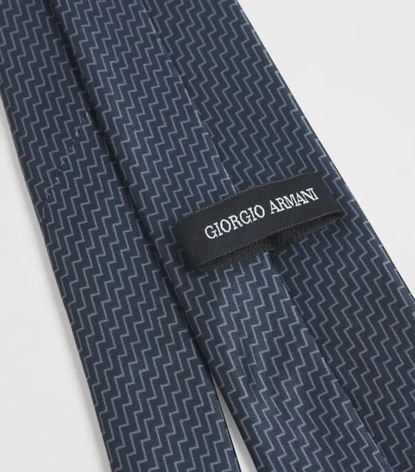 Giorgio Armani Silk Chevron Tie - Blue
