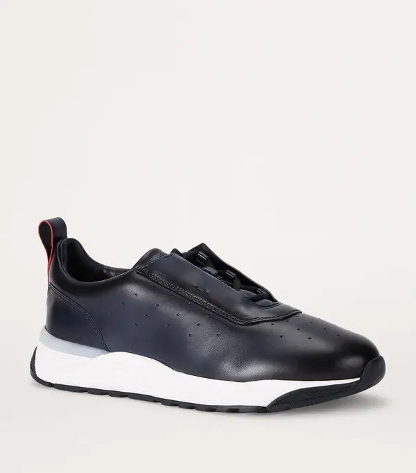 Santoni Leather Sneakers - Navy