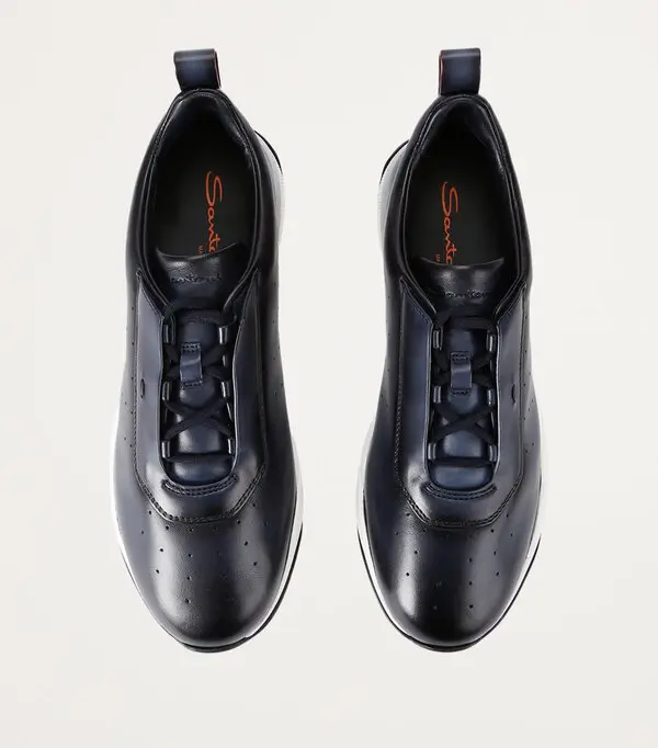 Santoni Leather Sneakers - Navy