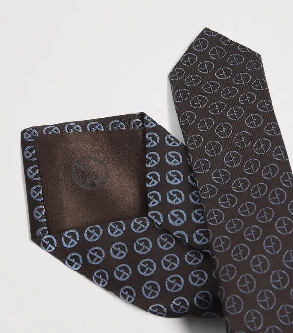 Giorgio Armani Silk Jacquard Monogram Neck Tie - Brown