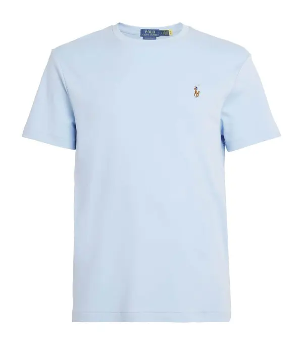 Polo Ralph Lauren Pima Cotton T-shirt With Embroidered Pony Logo - Blue