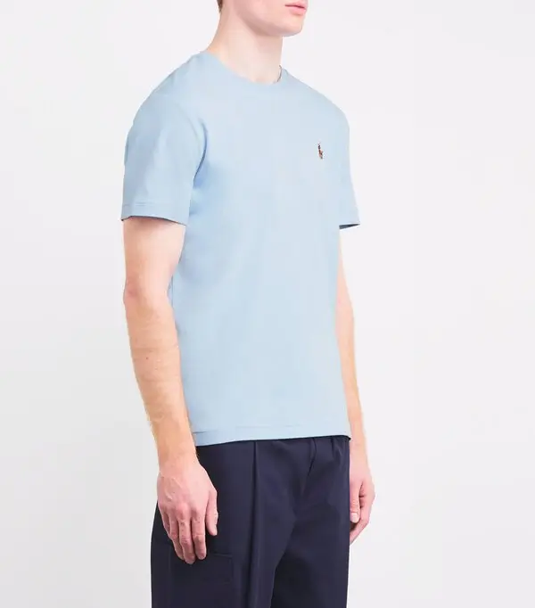 Polo Ralph Lauren Pima Cotton T-shirt With Embroidered Pony Logo - Blue