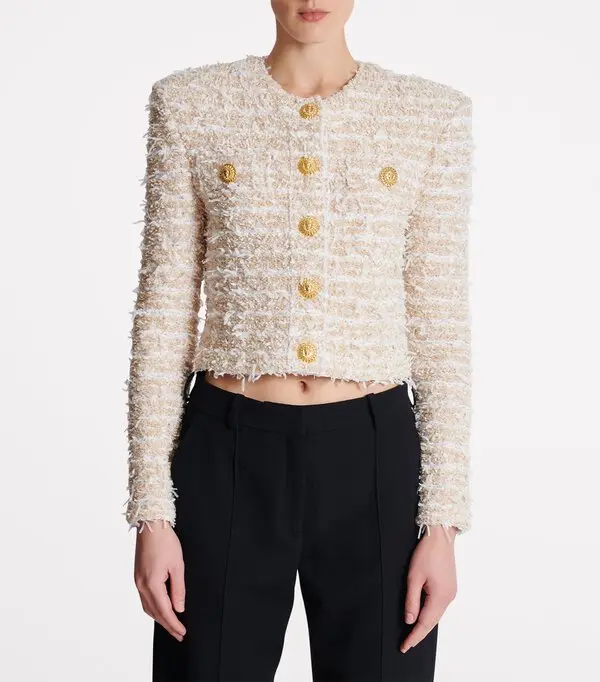 Balmain Cropped Tweed Jacket