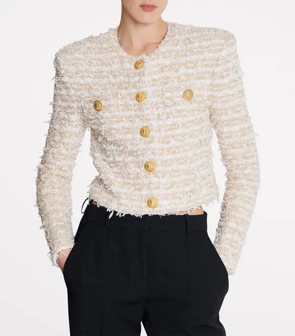 Balmain Cropped Tweed Jacket