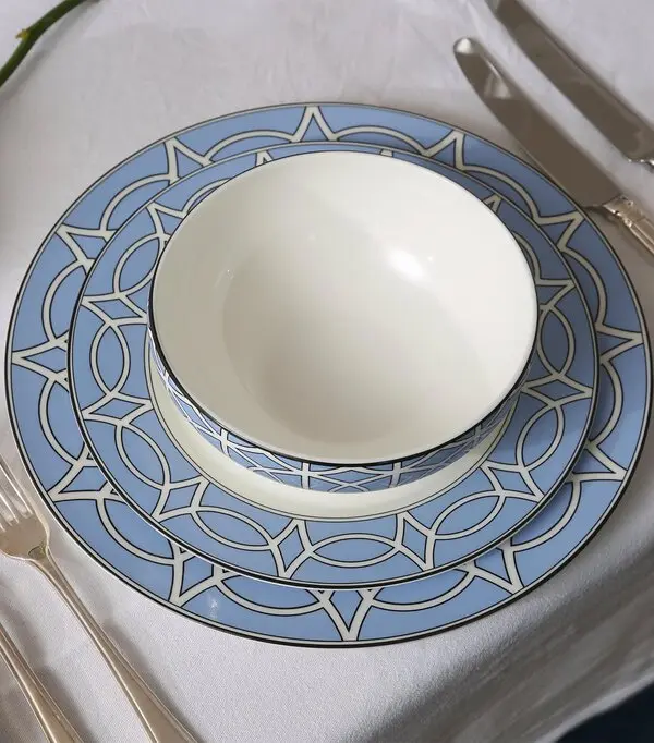 O.W.LONDON Set Of 2 Loop Dessert Plates - Blue