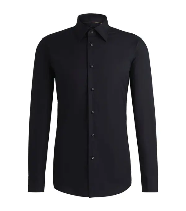 BOSS Stretch-cotton Slim Shirt - Navy