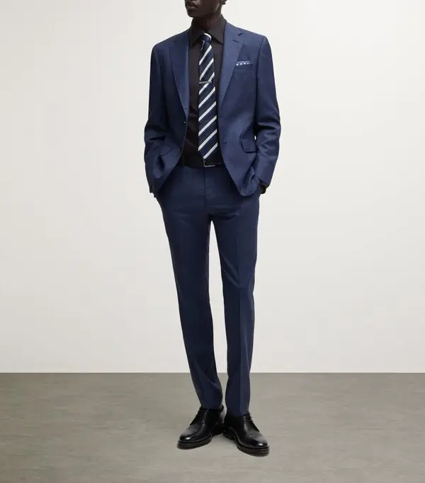 BOSS Stretch-cotton Slim Shirt - Navy