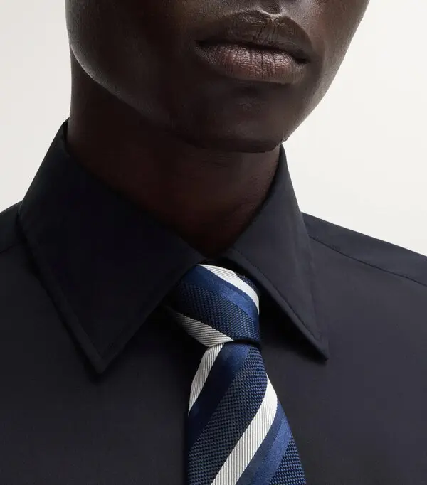BOSS Stretch-cotton Slim Shirt - Navy