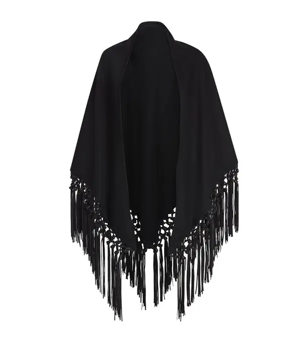 Colombo Cashmere And Leather Fringe-trim Cape - Black