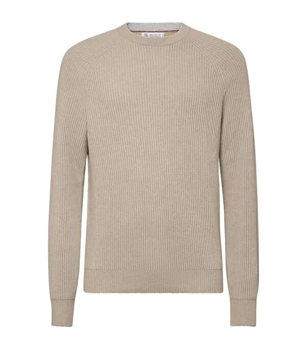 Brunello Cucinelli Cashmere Ribbed Crewneck Sweater