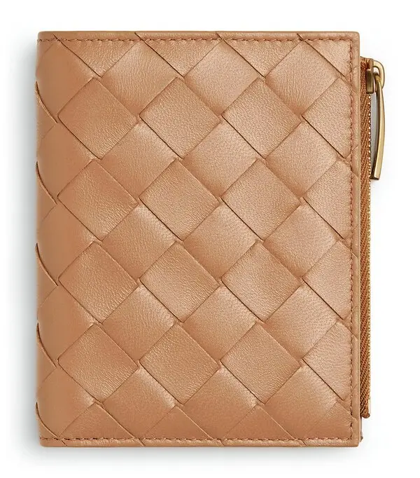 Bottega Veneta Small Leather Intrecciato Bifold Wallet - Neutral