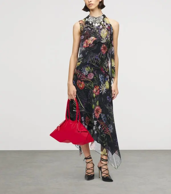 Alexander Mcqueen Silk Floral Maxi Dress - Black | Editorialist