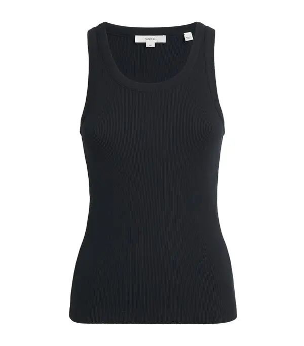 Vince Ribbed Tank Top - Black