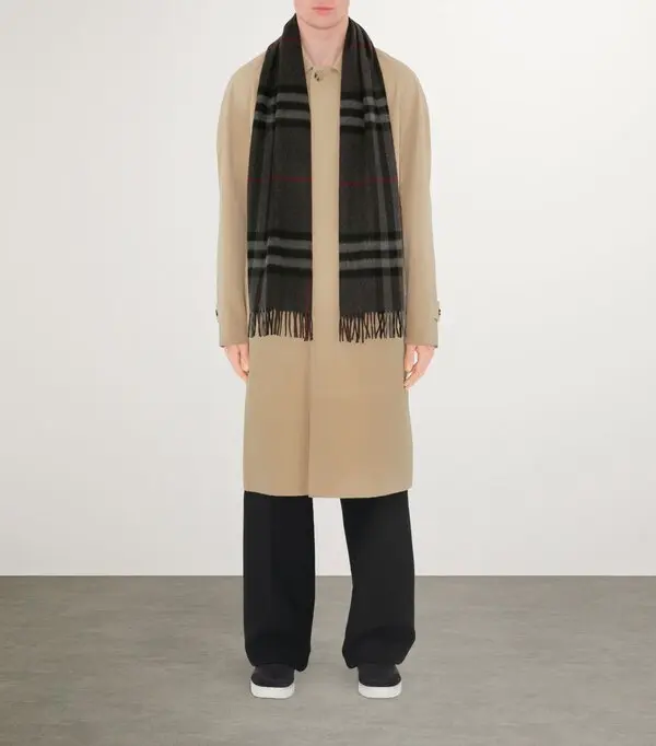 Burberry Cashmere Check Scarf - Grey