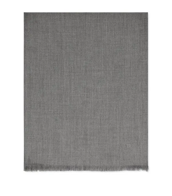 TOM FORD Cashmere-silk Logo Scarf - Grey