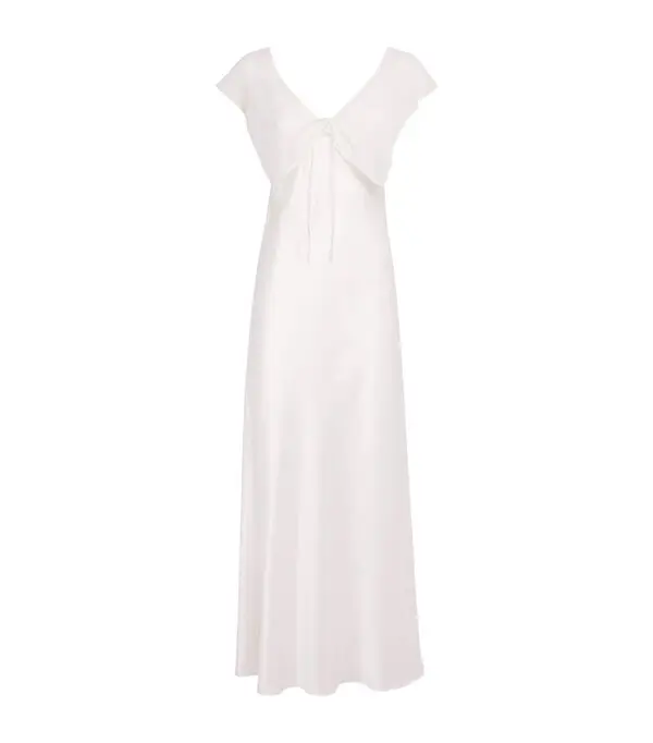 MANITO Mulberry Silk Chiffon Crete Nightie - White