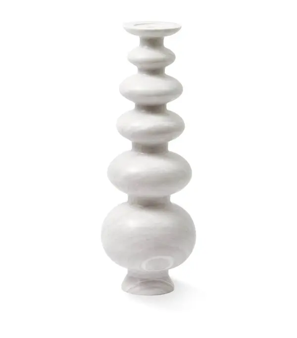 POLSPOTTEN Polished Marble Heritage Sphere Candle Holder - White