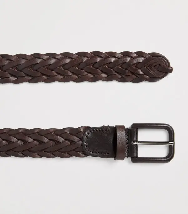 Giorgio Armani Leather Woven Belt - Brown