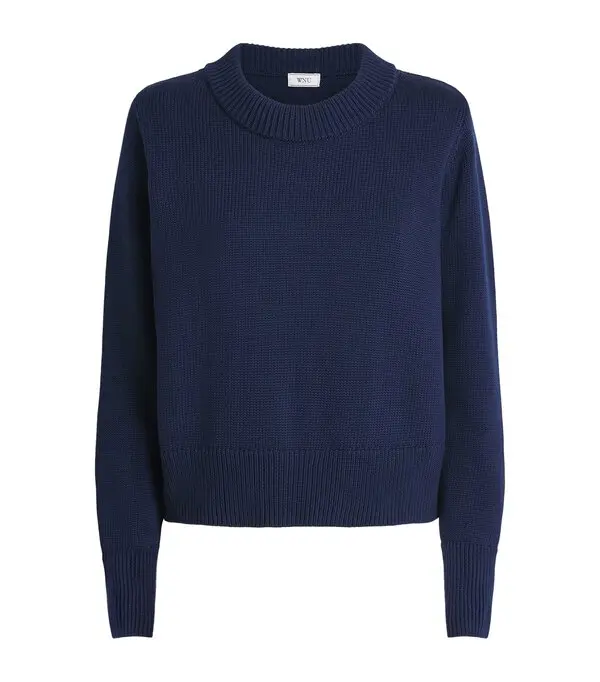 WITH NOTHING UNDERNEATH Wool Devon Sweater - Navy