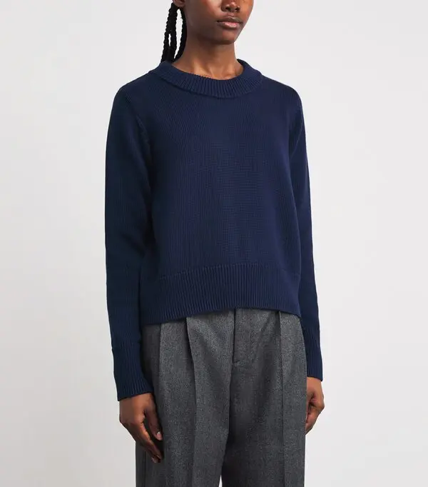 WITH NOTHING UNDERNEATH Wool Devon Sweater - Navy