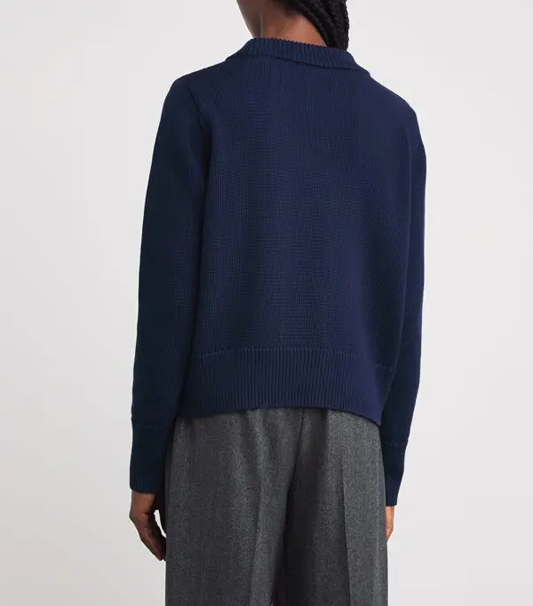 WITH NOTHING UNDERNEATH Wool Devon Sweater - Navy
