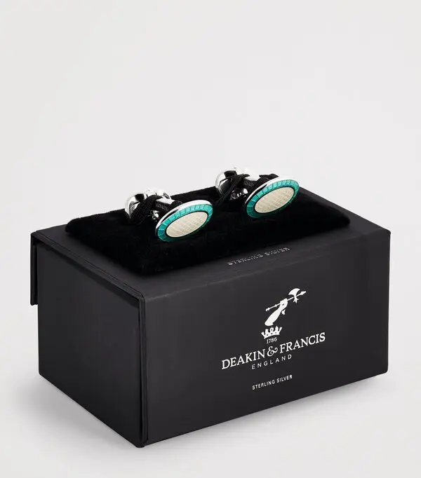DEAKIN & FRANCIS Sterling Silver Enamel Cufflinks - Blue