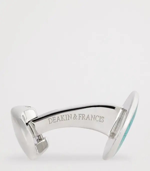 DEAKIN & FRANCIS Sterling Silver Enamel Cufflinks - Blue
